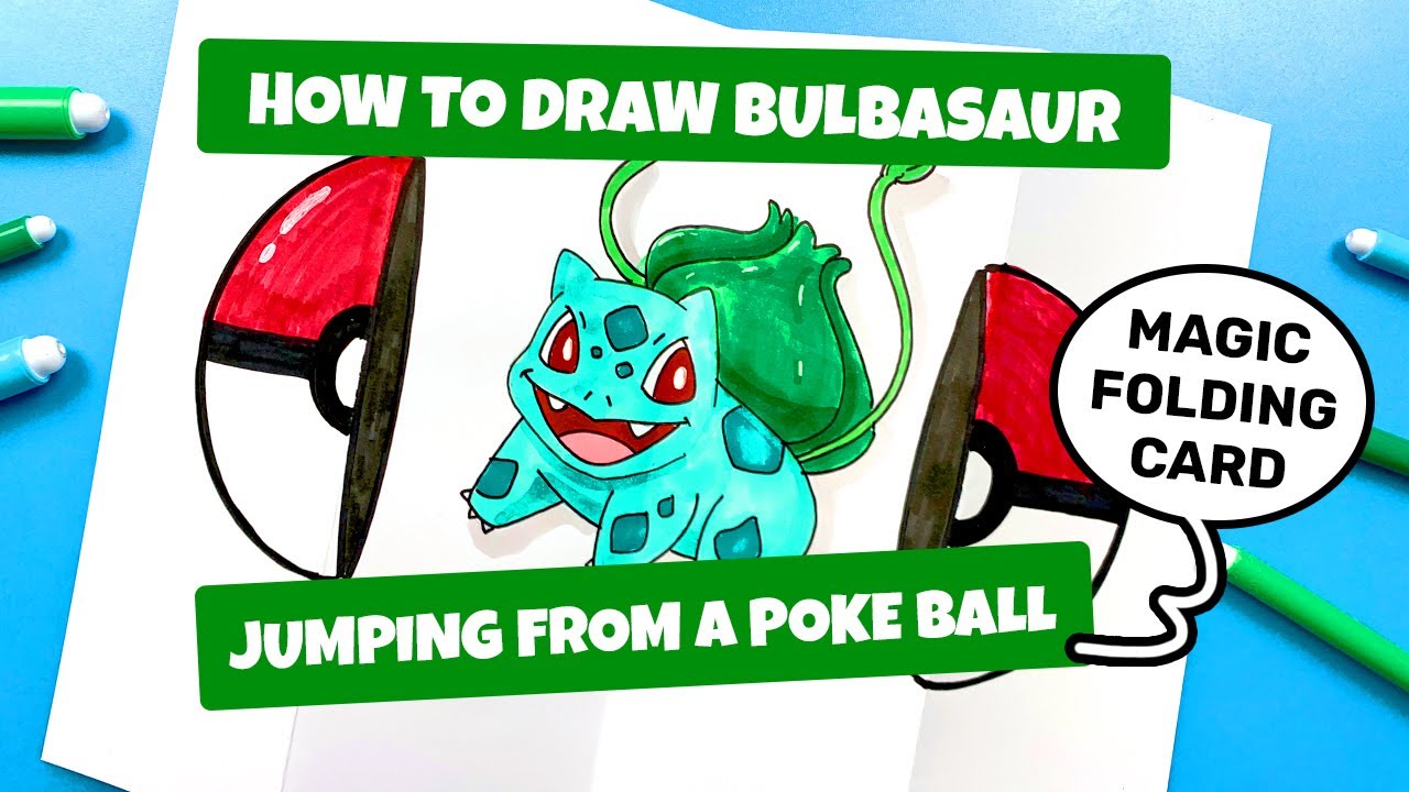 How to Draw Bulbasaur jumping from a Poke ball - YouTube