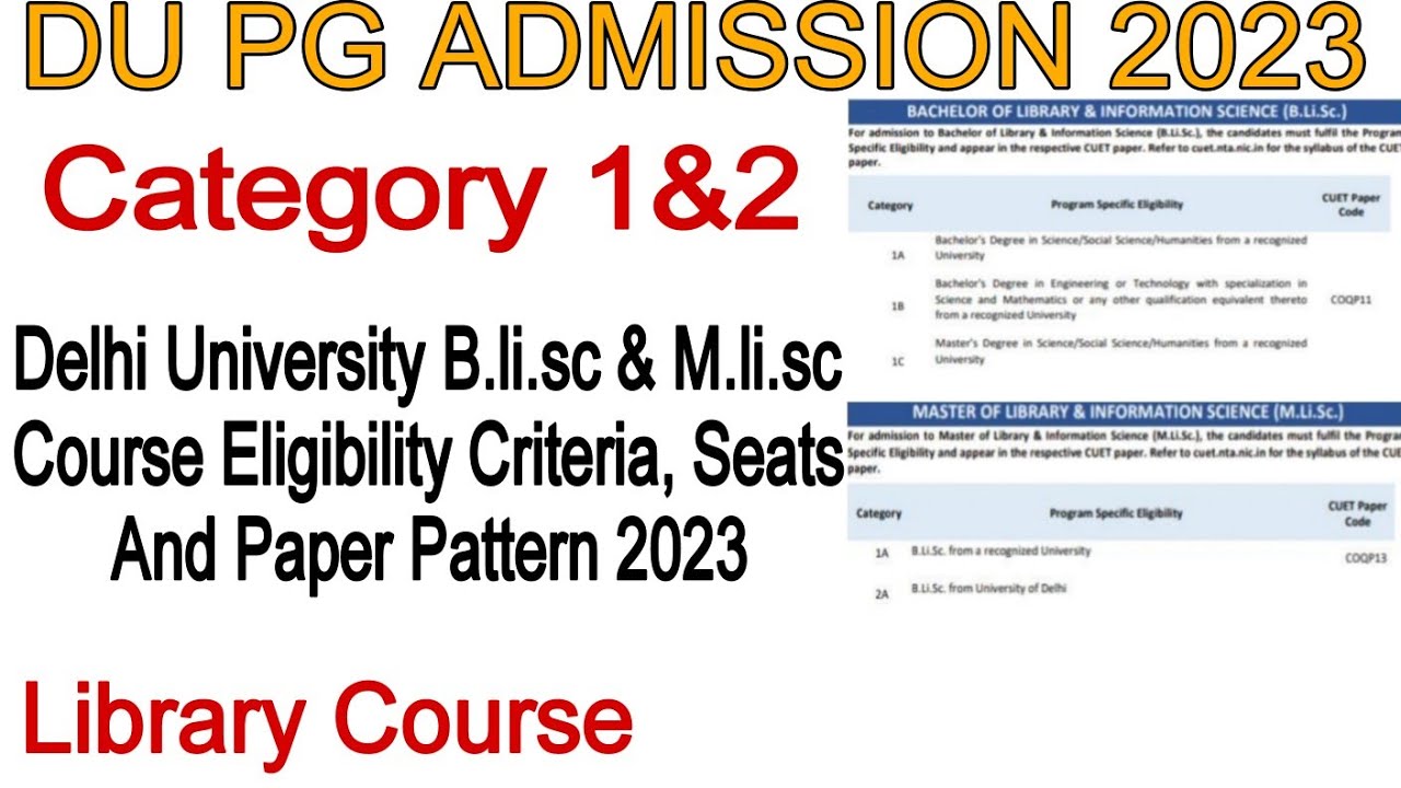 Delhi University B.li.sc & M.li.sc Course Eligibility Criteria, Seats ...