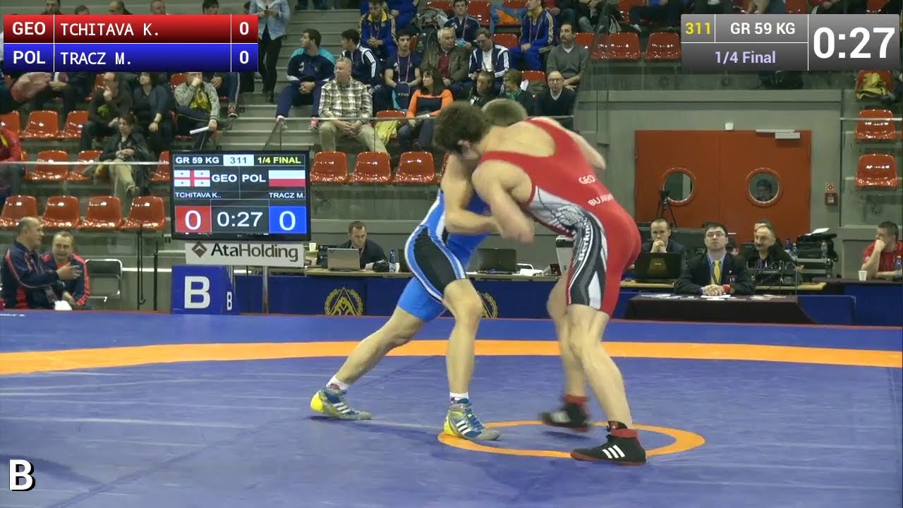 Quarterfinal GR - 59 kg: Khvicha TCHITAVA (GEO) df. Michal TRACZ (POL ...
