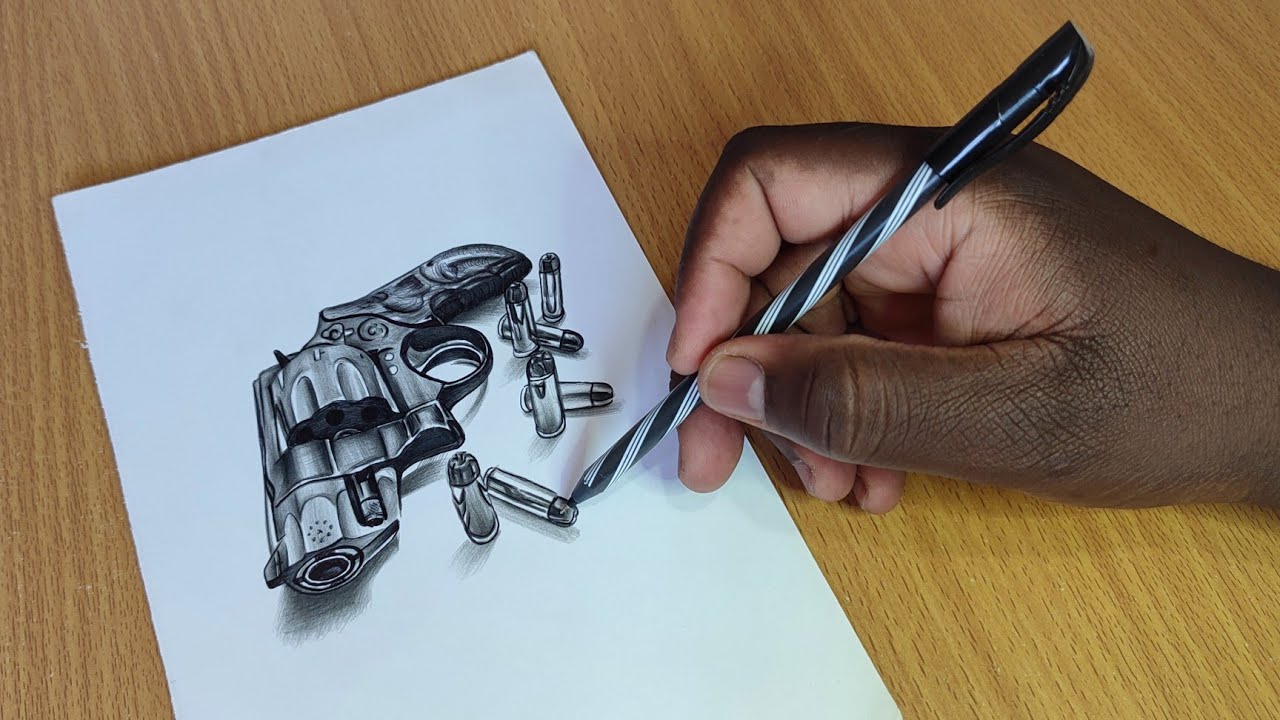 How to draw a Revolver - Structure of a Revolver - YouTube