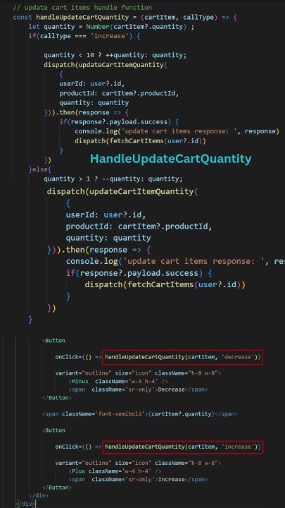 Handle Update Cart Quantity Coding Webdevproject Webdesign Shortsvideo Reactjs Shorts 9217