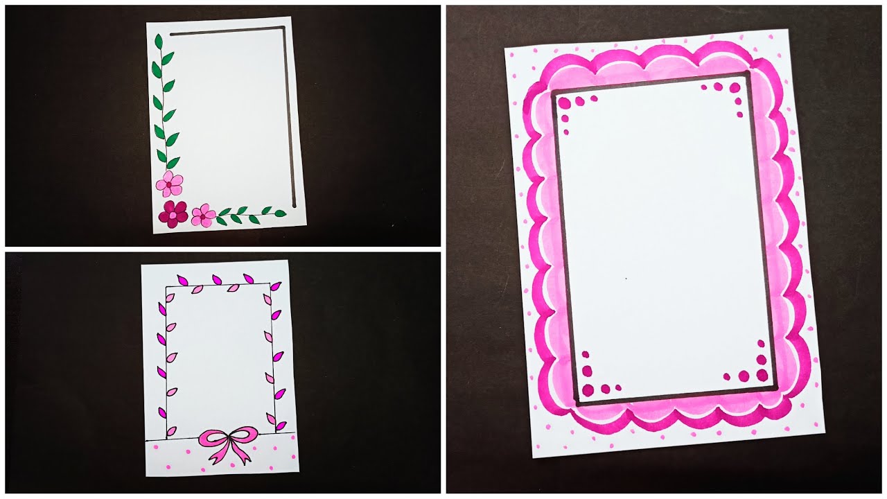 3 New & easy pink border design for copy | Front page decoration for ...