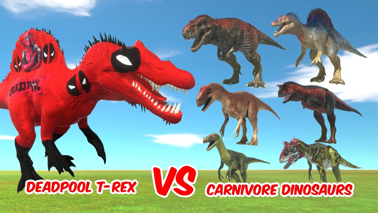 DEADPOOL T-REX vs ALL UNITS CARNIVORE DINOSAURS - Animal Revolt Battle ...