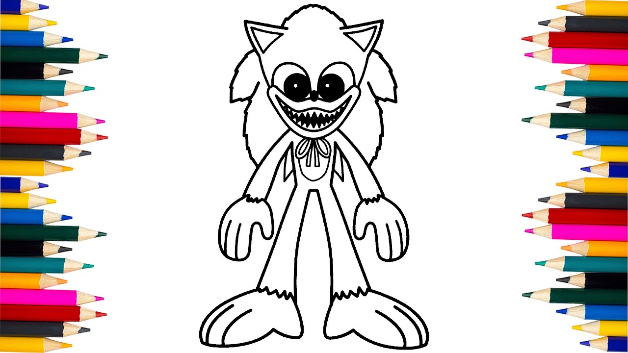 Sonic Huggy Wuggy Coloring Page - How to Draw Sonic Huggy Wuggy - Sonic ...