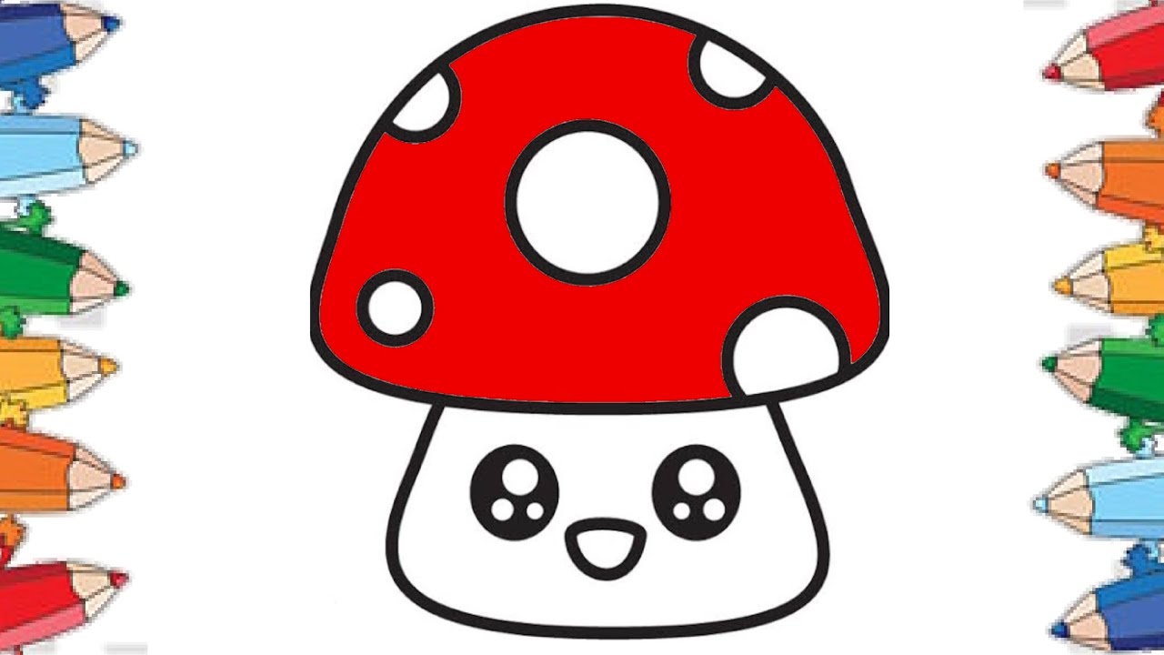 Mashroom drawing easy with colour // How to draw Mushroom //Draw easy ...