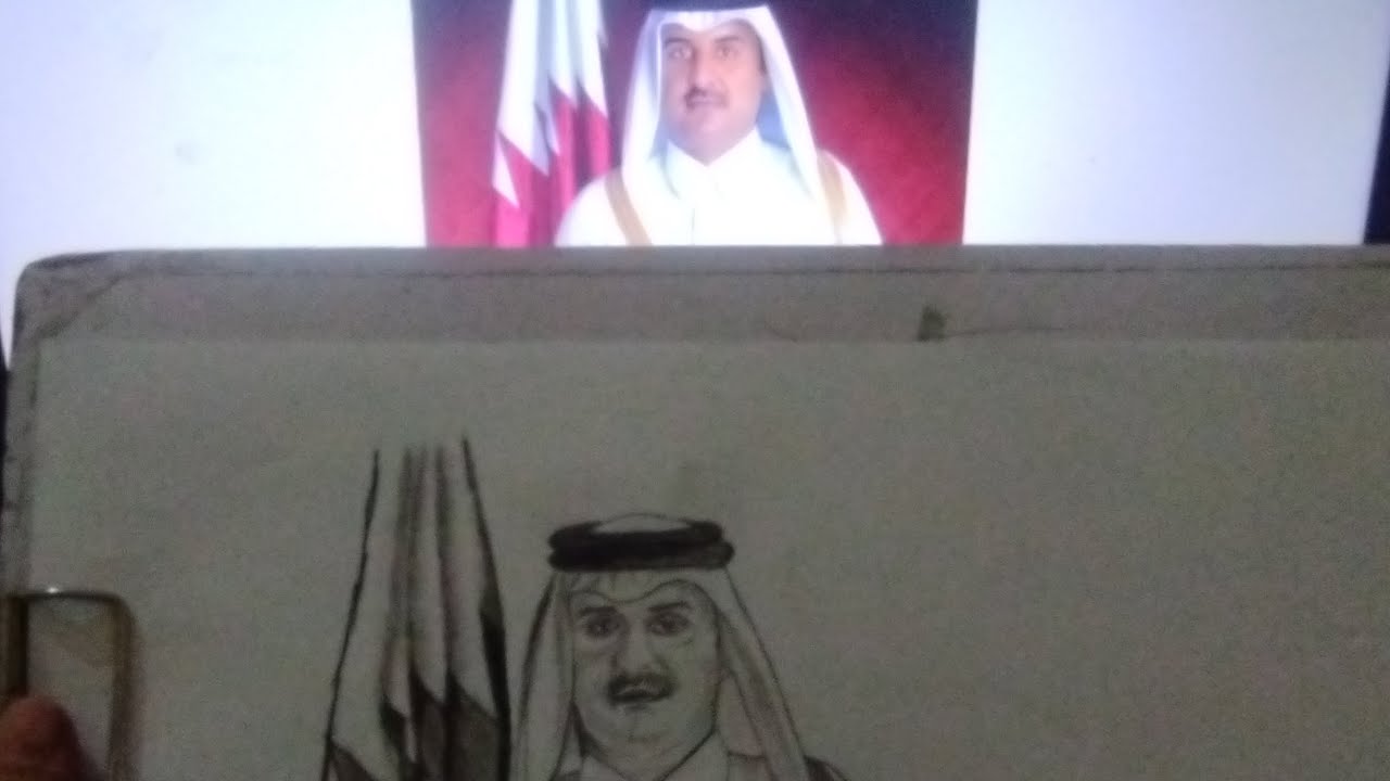 Drawing of Emir of Qatar 🇶🇦 || Tamim Al Majd portrait || Sketching art ...