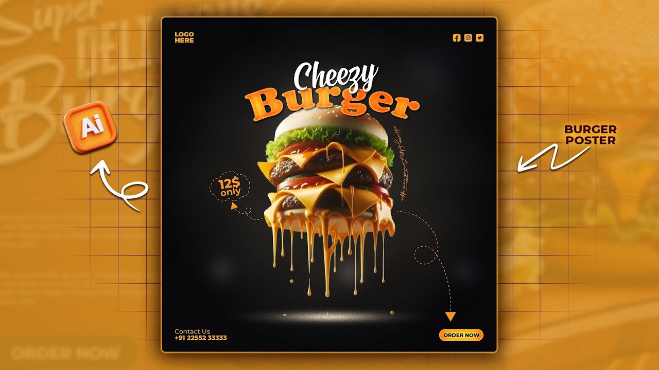 Illustrator CC Tutorial | Graphic Design | Modern and Creative Cheesy ...