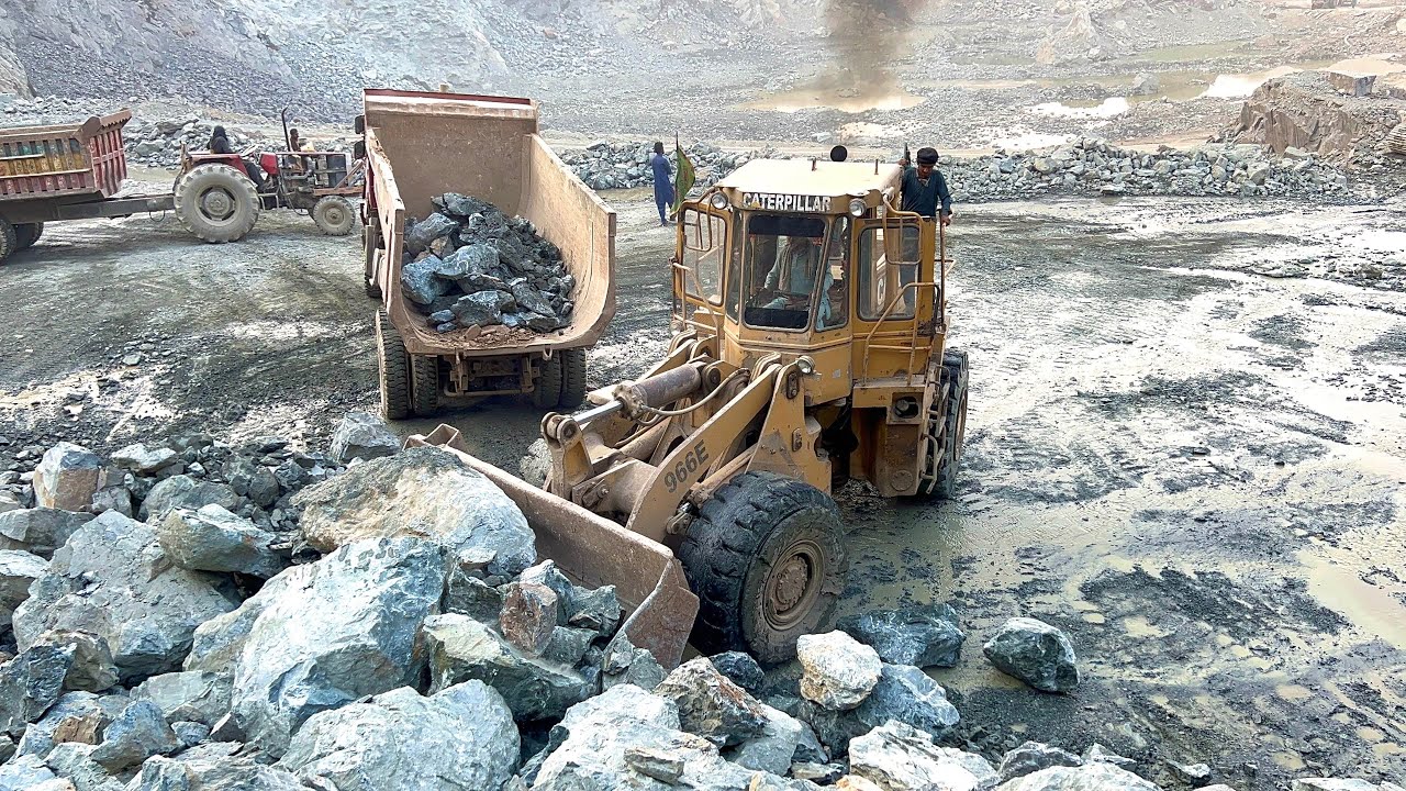 Real Heavy Equipment Work | Caterpillar Machine Moving Massive Rocks ...