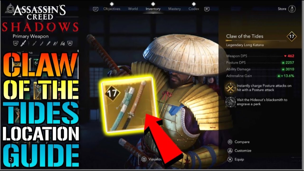 Assassin's Creed Shadows: "Claw Of The Tides" Legendary Katana Guide ...