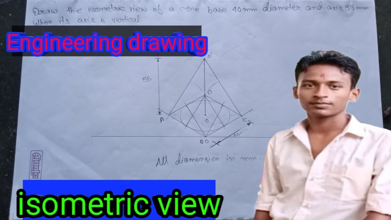 Draw an isometric view of cone .||engineering drawing||. isometric view ...