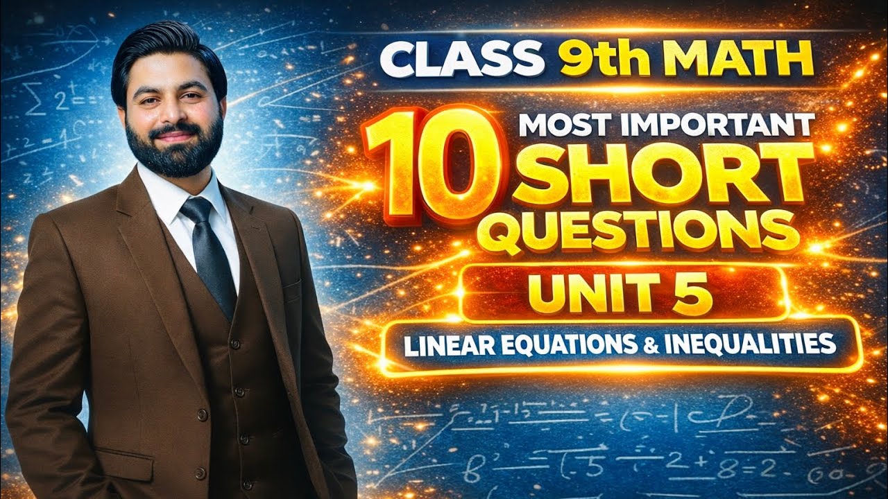 10 Important Short Questions of Class 9th Math Unit 5 Linear Equations ...