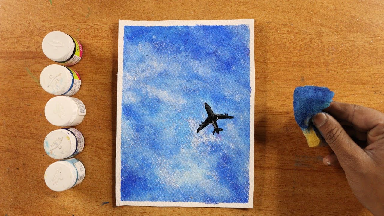 Acrylic Painting on canvas / cloud painting / sponge painting / Acrylic ...