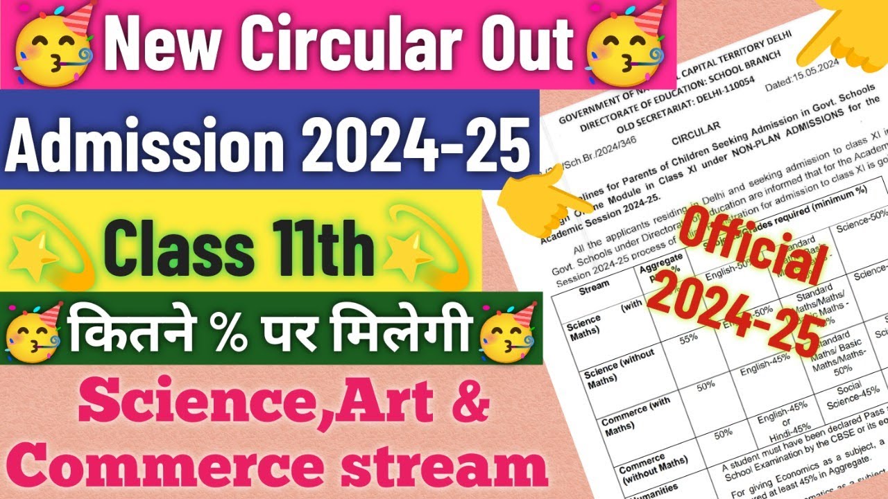 class 11 admission stream guidelines 2024-25 / कितने % पर्सेंट पर ...