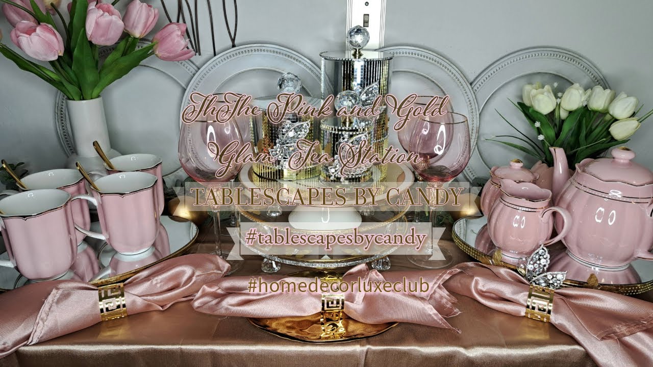 Pink and Gold Tea Station | Romantic Spring Glam Décor | Home Decor ...