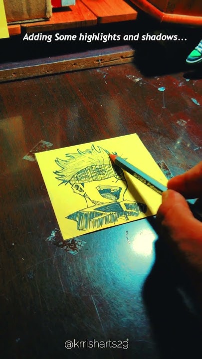 Gojo Satoru | Day-2 Drawing on sticky notes #anime #shorts - YouTube