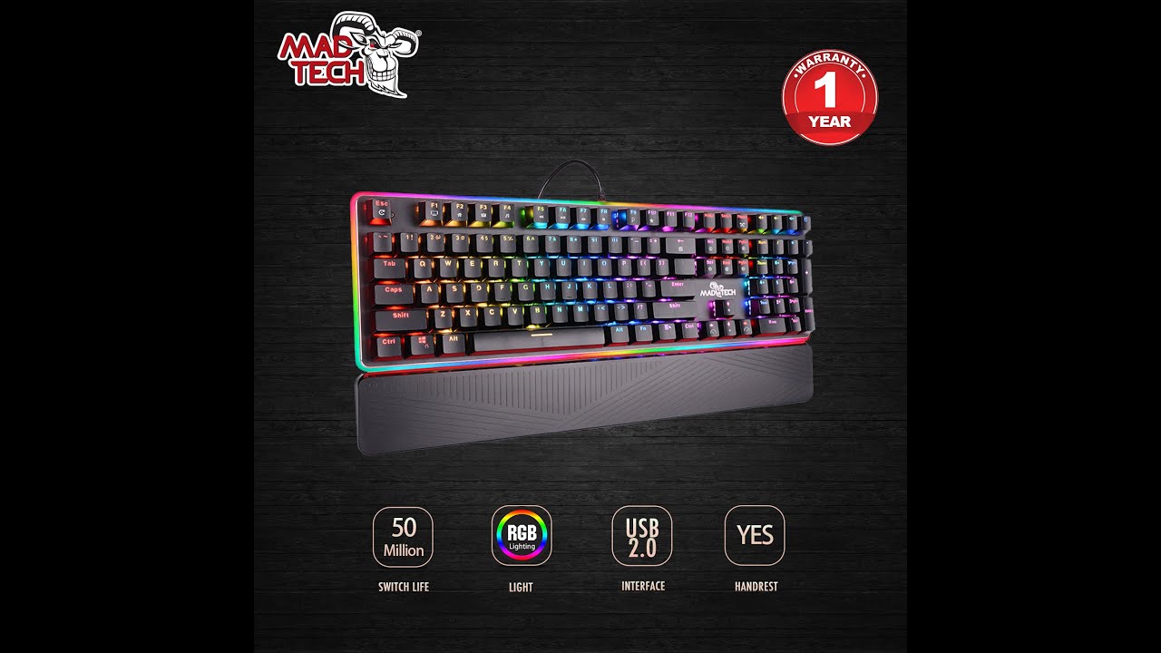 MADTECH RGB Optical Mechanical Gaming Keyboard K701 - YouTube