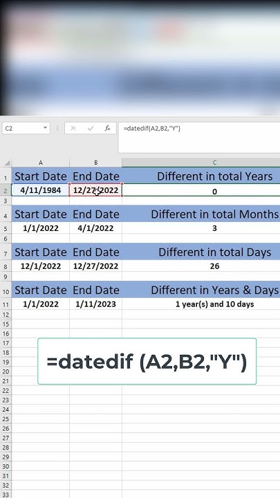 How to use DATEDIF function in Excel #shorts - YouTube
