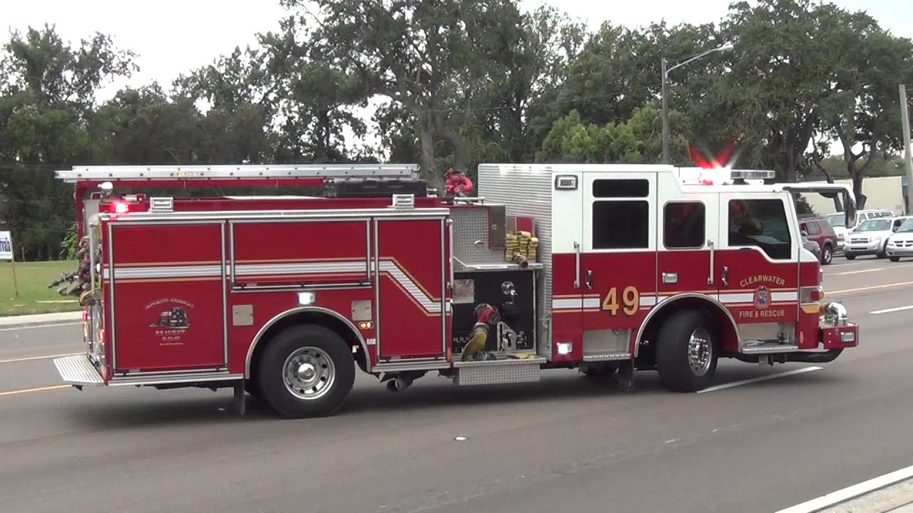Lady Firefighter Driving Engine 49 Clearwater Fire Rescue - YouTube