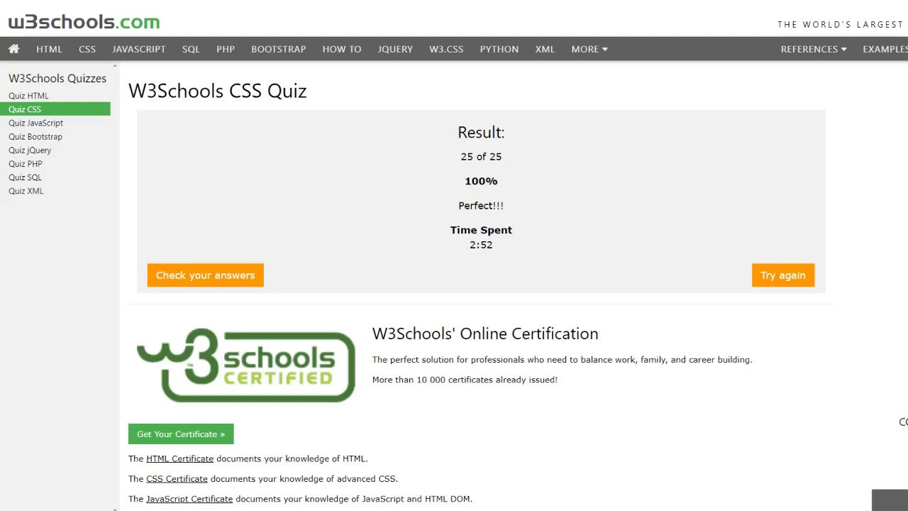 W3Schools Quizz CSS - YouTube