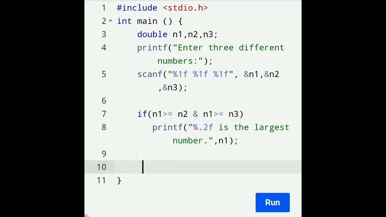 C Program to Find the Largest Number Among Three Numbers ⚡ #education #cprogramming #shorts ...