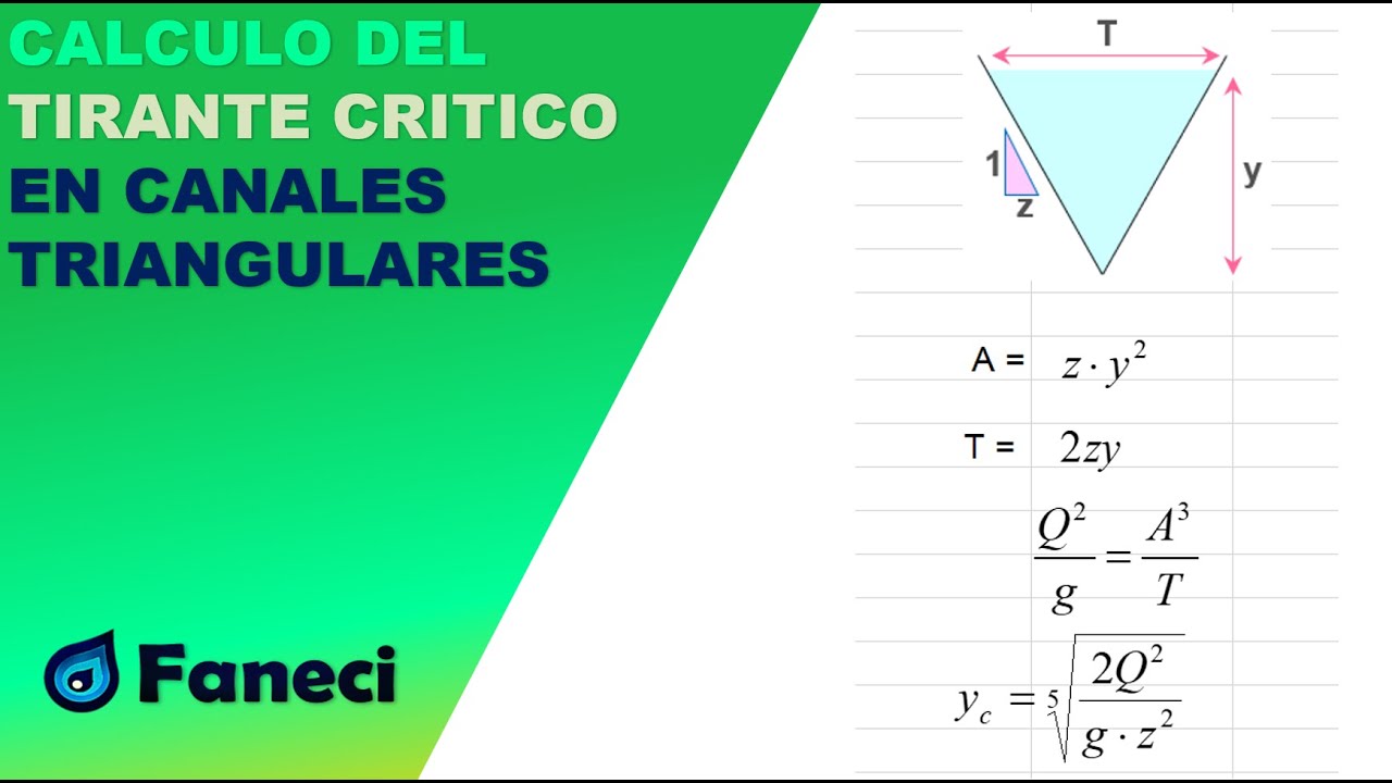 COMO CALCULAR EL TIRANTE CRITICO DE UN CANAL TRIANGULAR📚 - YouTube