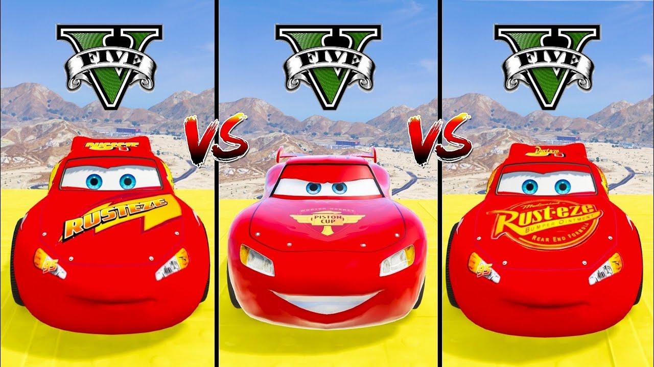 Cars 1 Vs Cars 2 Vs Cars 3 Lightning McQueen In GTA 5 Challenge Who ...