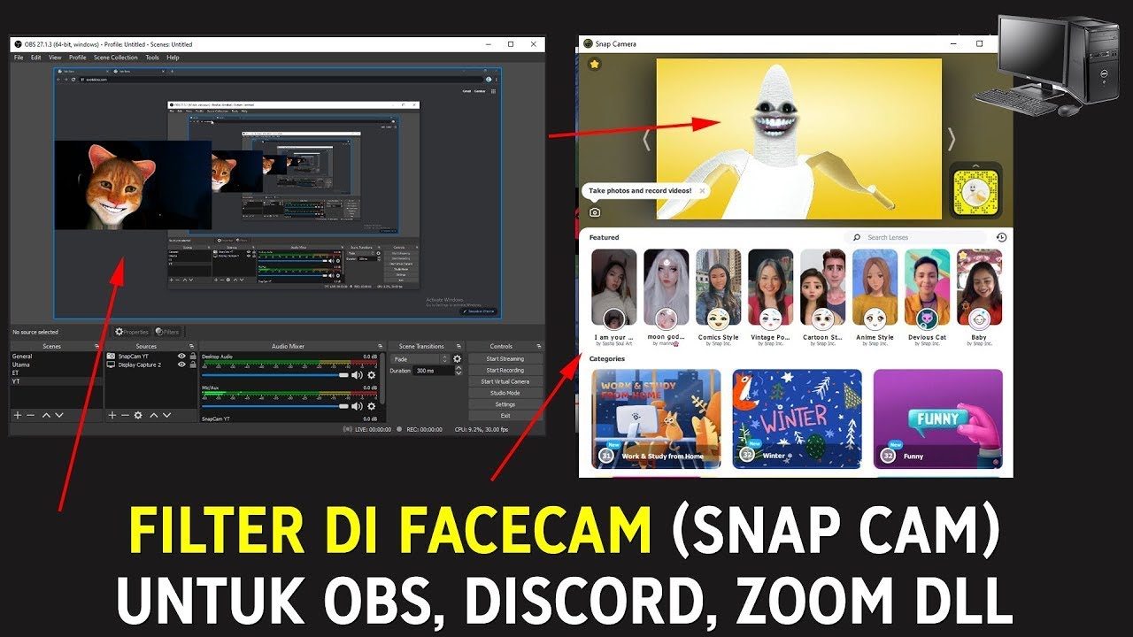 Cara Tambah Filter di Facecam, Pakai Snap Camera (Untuk OBS, Discord, Zoom dll) - YouTube