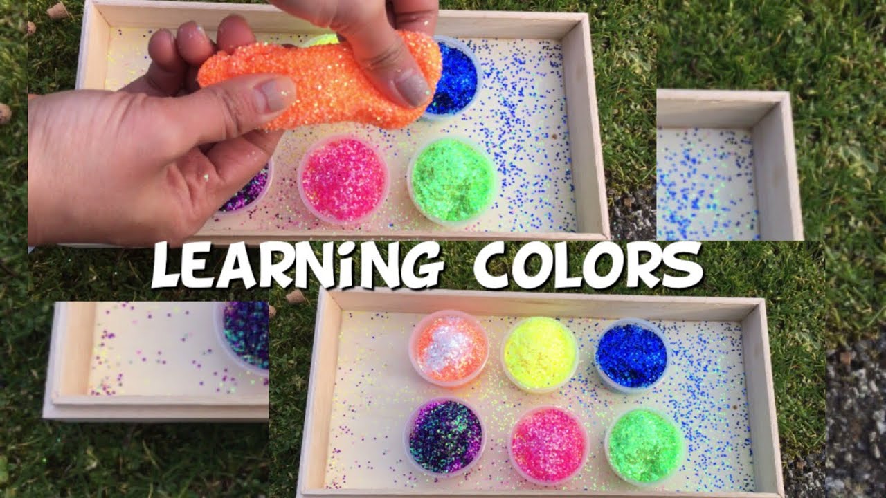 Learning colors (MIXING GLITTERS WITH FLOAM SLIME) - YouTube