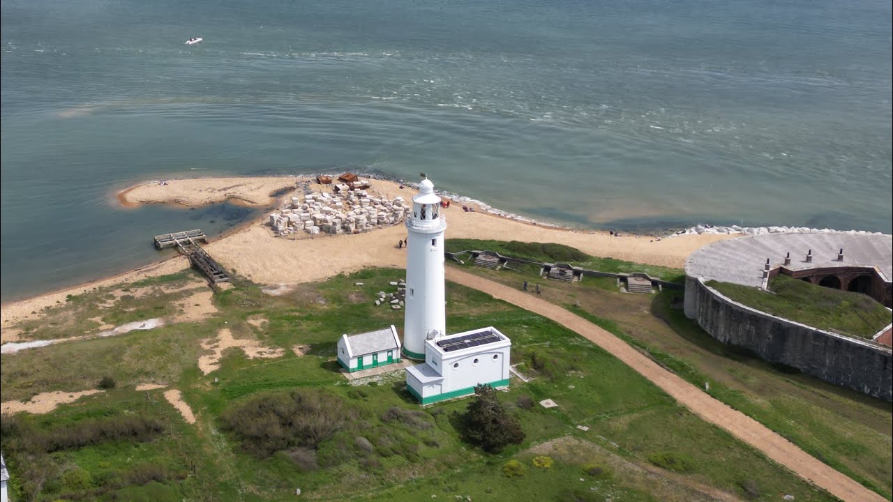 Captivating Aerial Footage of Hurst Castle & Lighthouse in 4K - YouTube