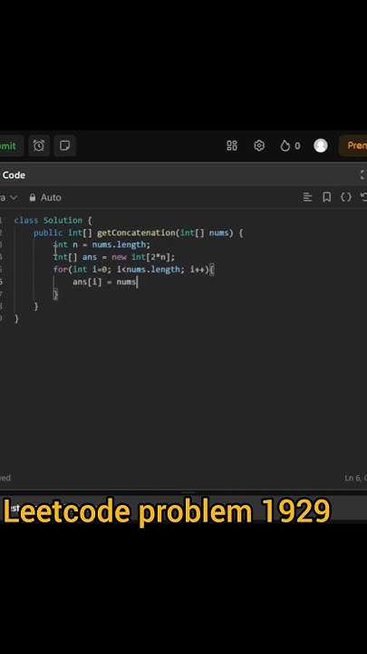Concatenation Of Array Leetcode Problem Solving Leetcode Java Shots Youtube