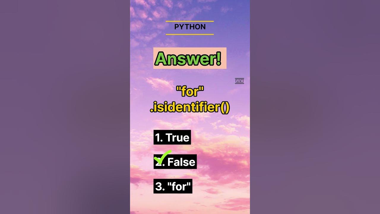 Python isidentifier function #quiz #python #pythontutorial #pythonprogramming # ...