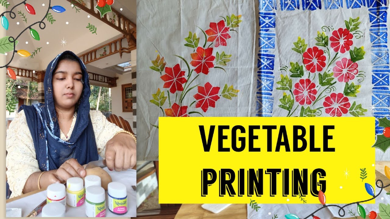 VEGETABLE PRINTING| Vegetable printing table cloth HS&HSS pillow cover ...