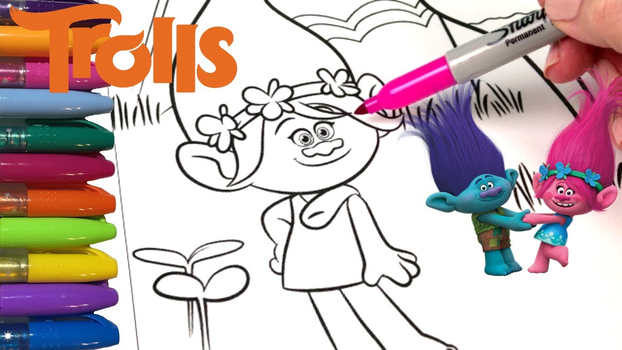 How to Color Princess Poppy in her Garden!! - YouTube