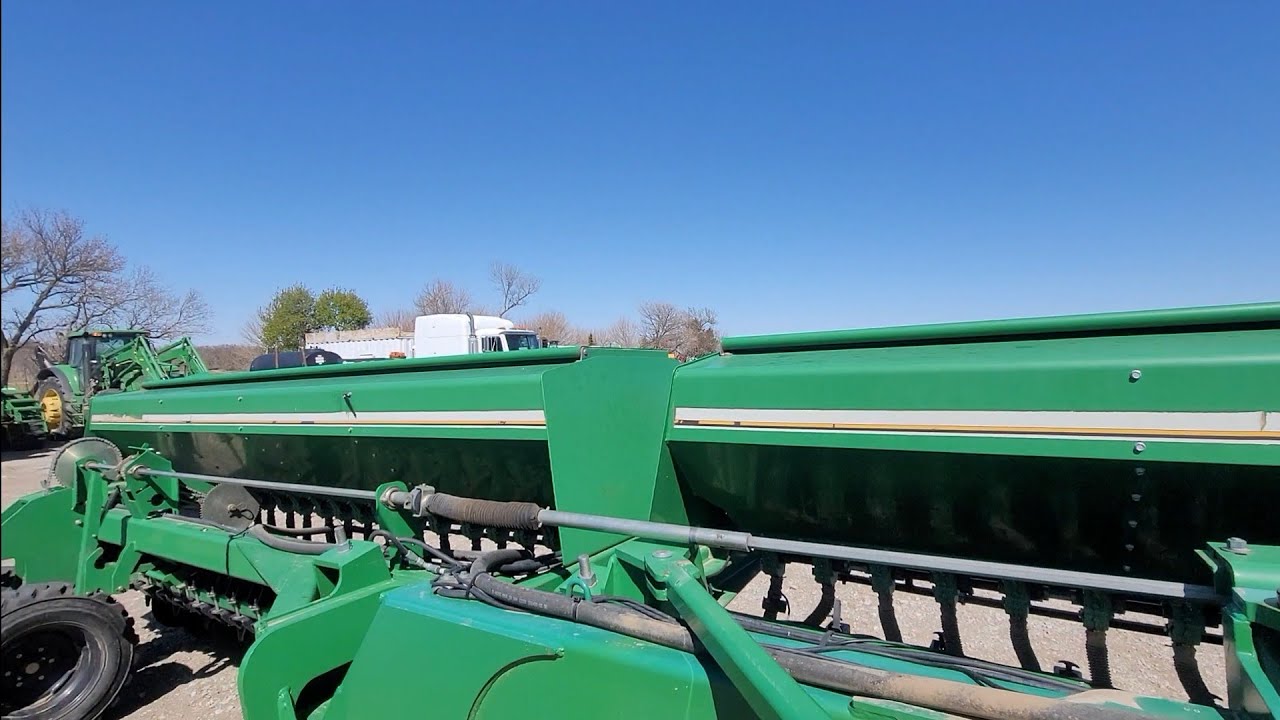 Great Plains 40 foot drill. 7.5 inch row spacing. Harvesting more ...