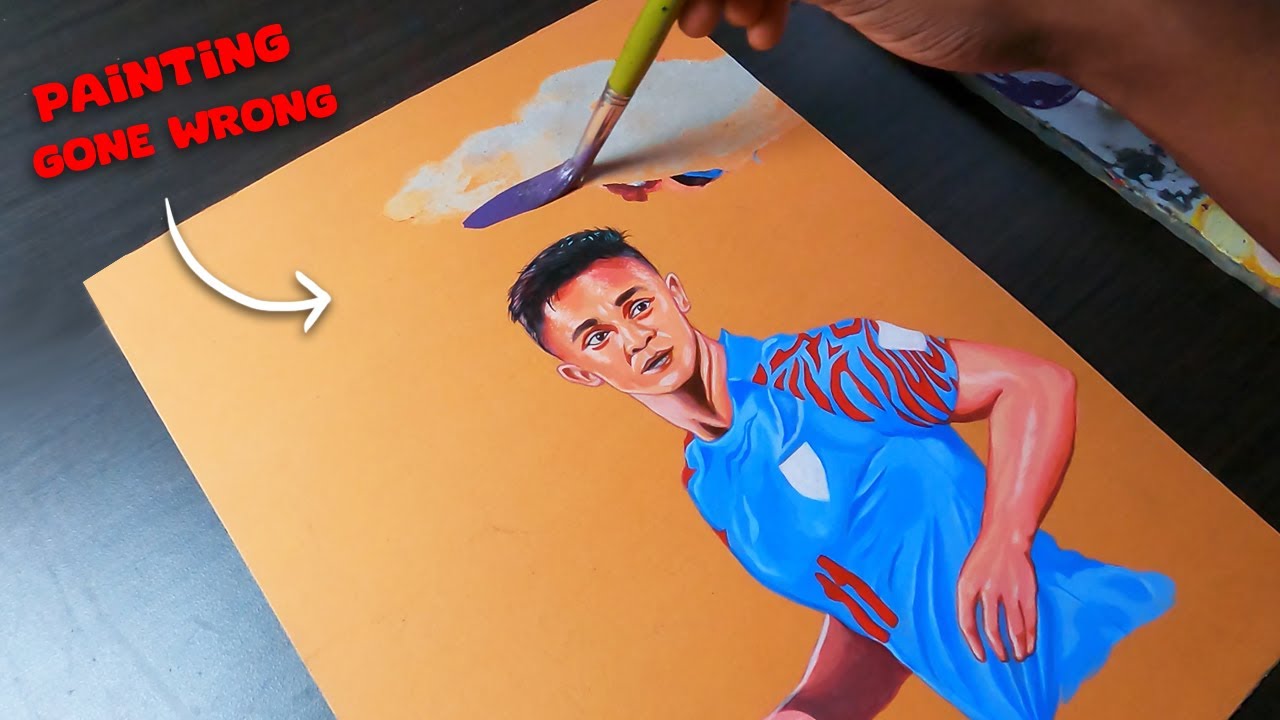Acrylic Painting on Brown Paper | Drawing Sunil Chhetri - YouTube