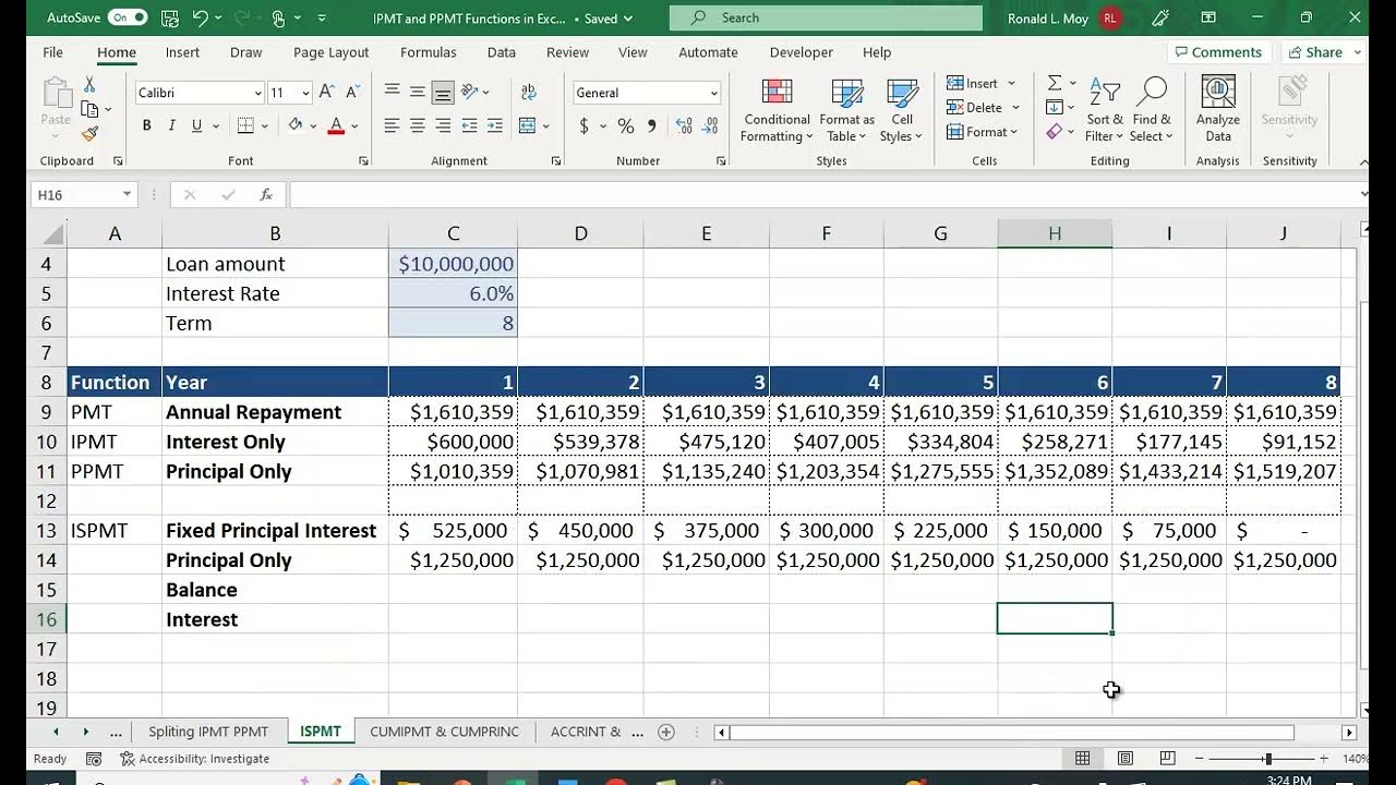 ISPMT Function in Excel - YouTube