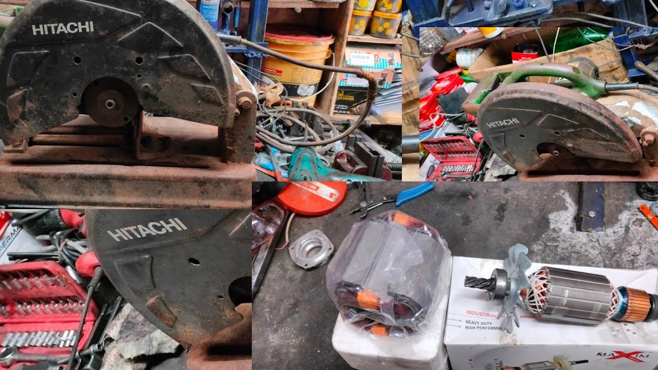 HITACHI/HIKOKI CC14STD cut-off/copsaw machine repairing video armature ...