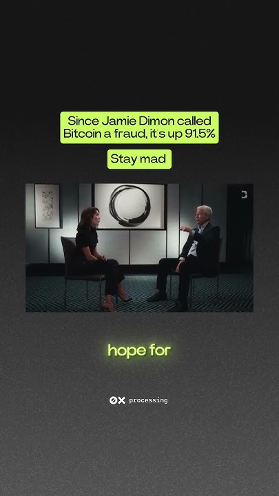 Since Jamie Dimon called #Bitcoin a fraud, it's up 91,5%. Stay mad. - YouTube