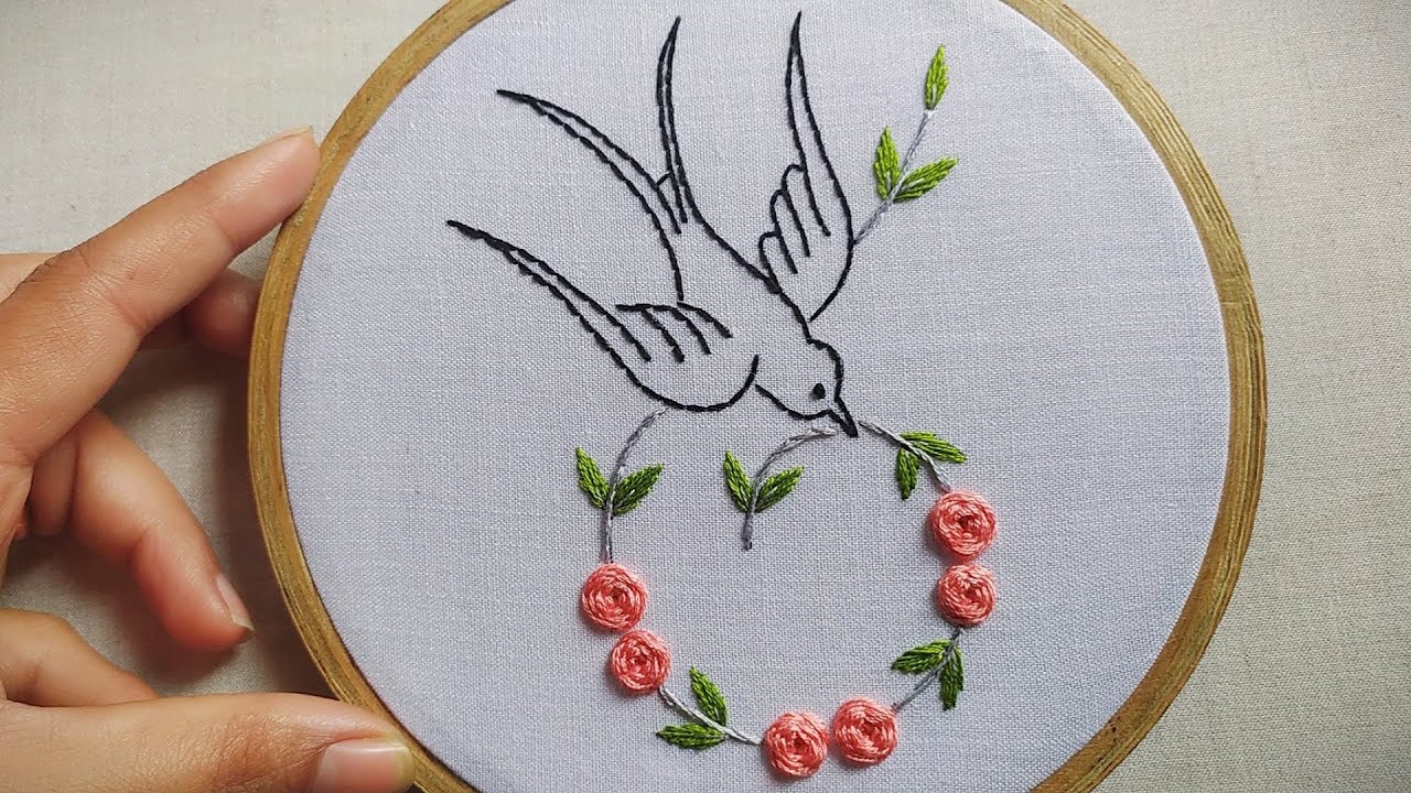 Bird and Flowers Hand Embroidery Tutorial || Hand embroidery for ...