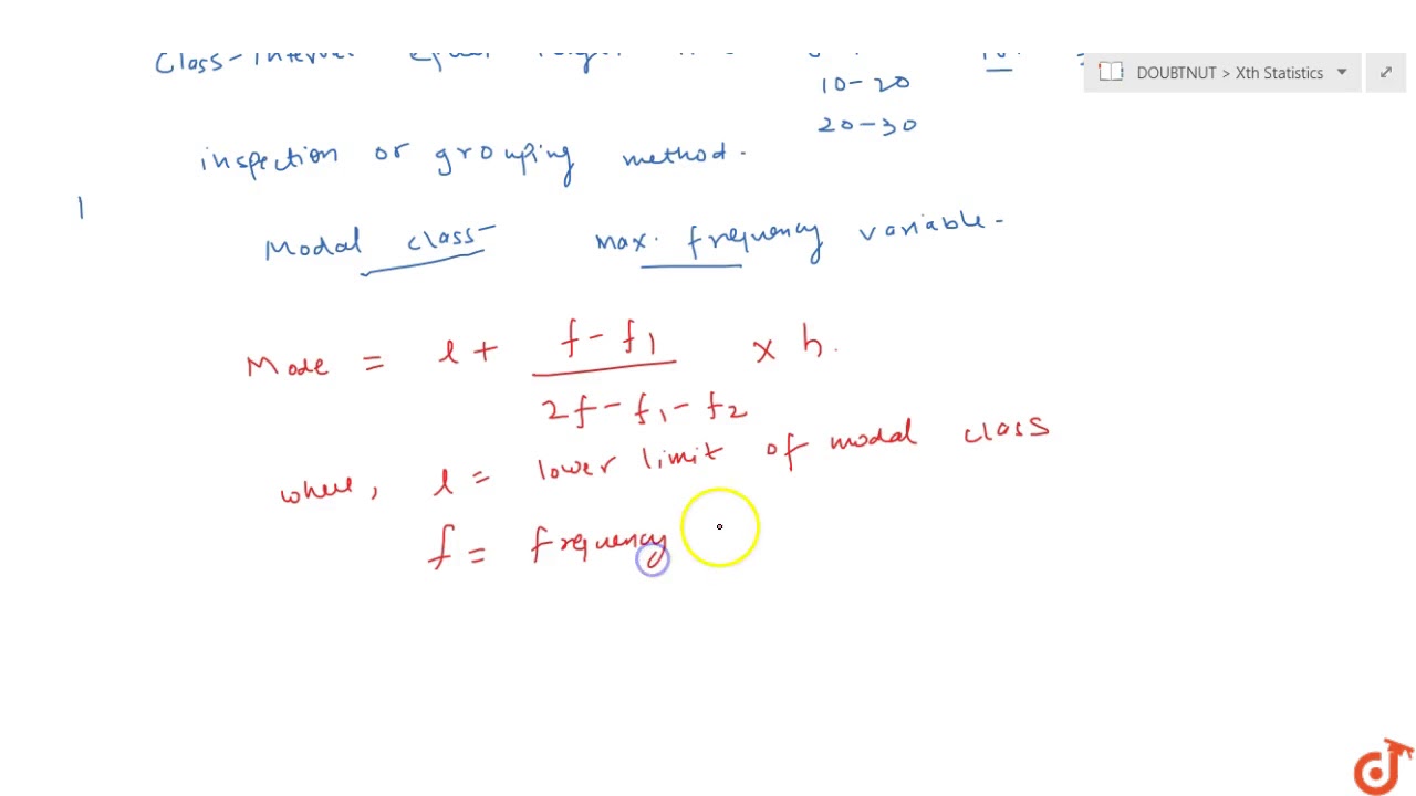 Computation of mode for a continuous frequency distribution - Method ...