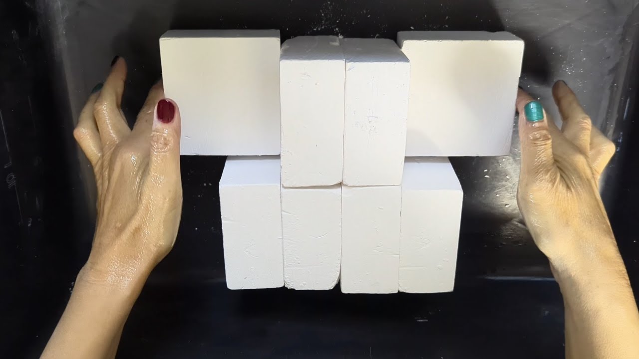 8 Blocks of Fresh Crushed Chinese Chalk. Powdery and Crunchy ASMR - YouTube