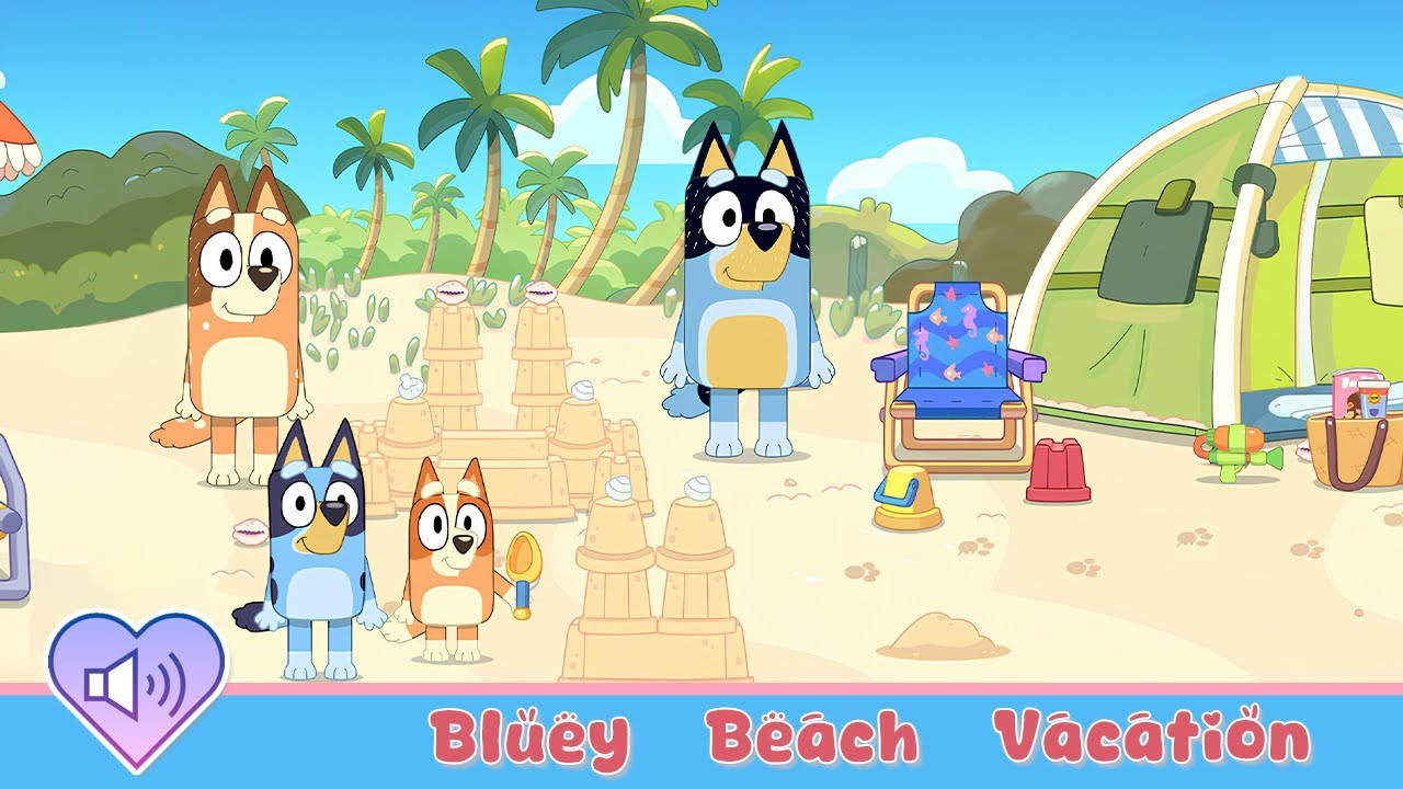 Bluey Beach Vacation | Bluey And Bingo Pretend To Play - YouTube