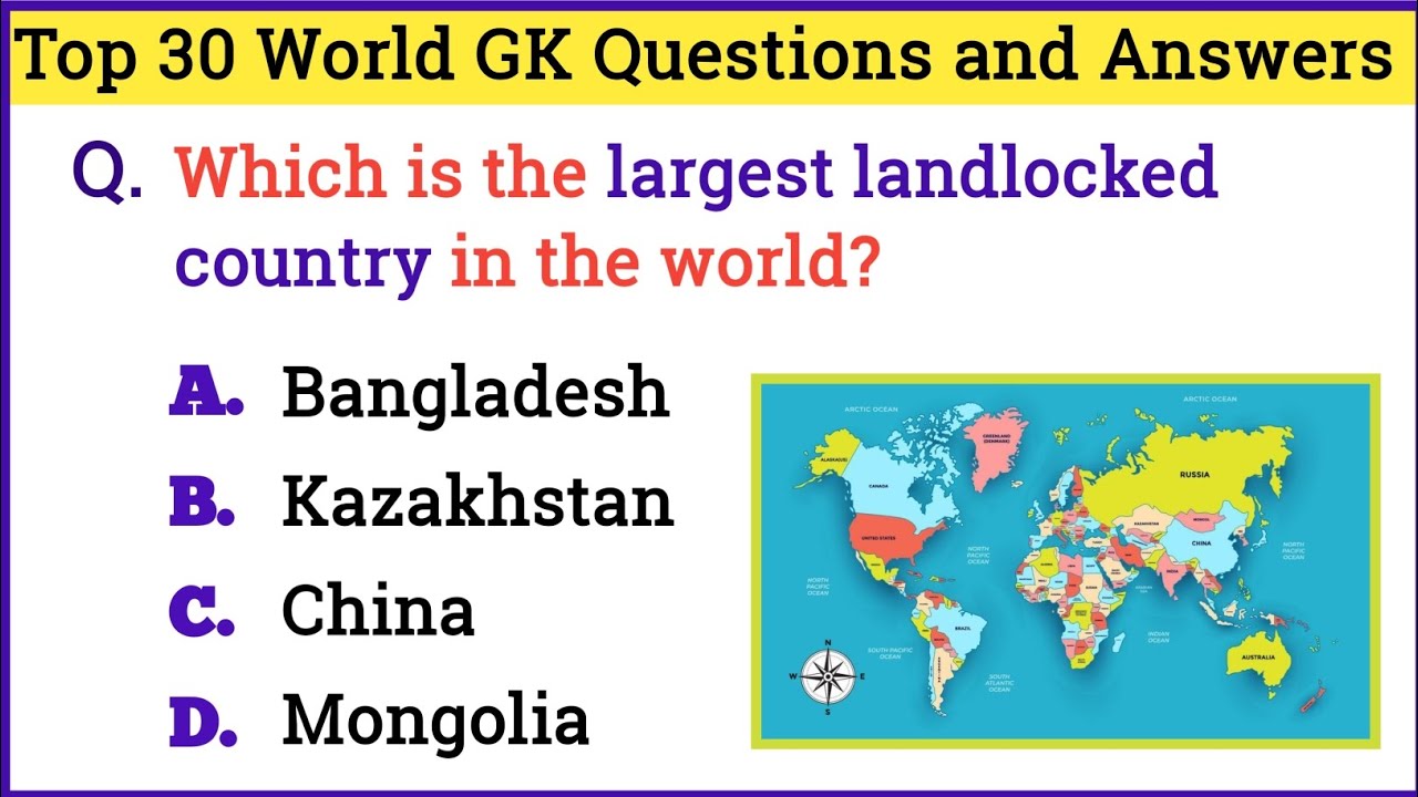 Top 30 World GK Question and Answer | GK Questions and Answers | GK ...