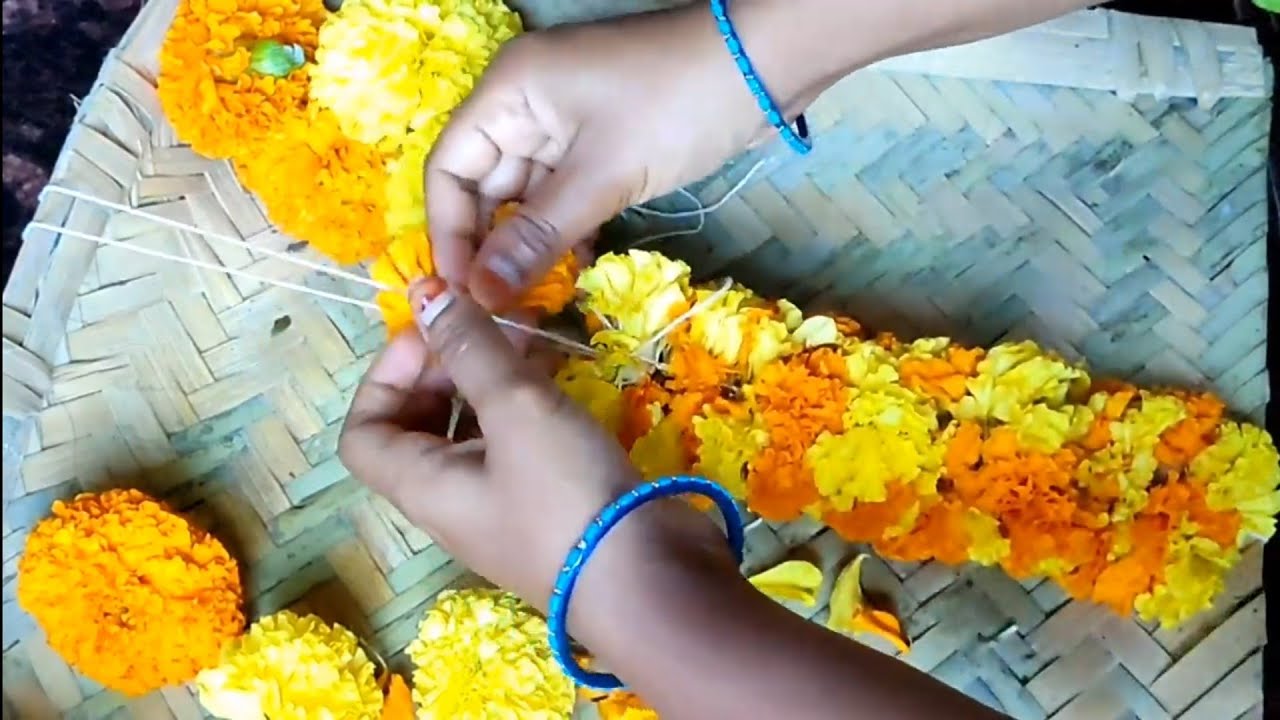 Very Easy Trick To Make Marigold Flower Garland//bhanthi Poola Mala ...