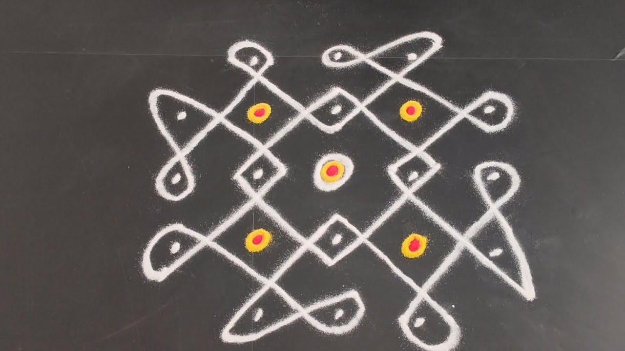 2 Daily Muggulu 🌺 Simple Design (5×3×3) Dots - YouTube