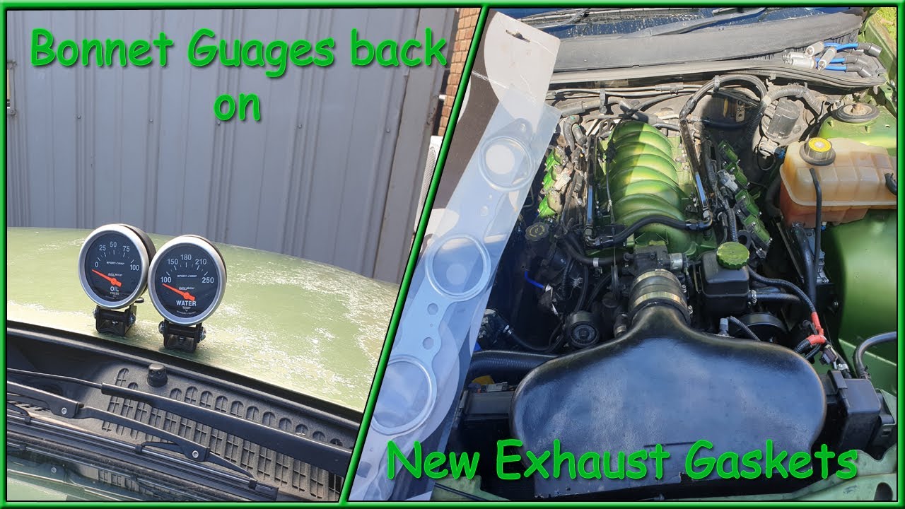 VY SS gets new Exhaust Gaskets and bonnet Gauges - YouTube