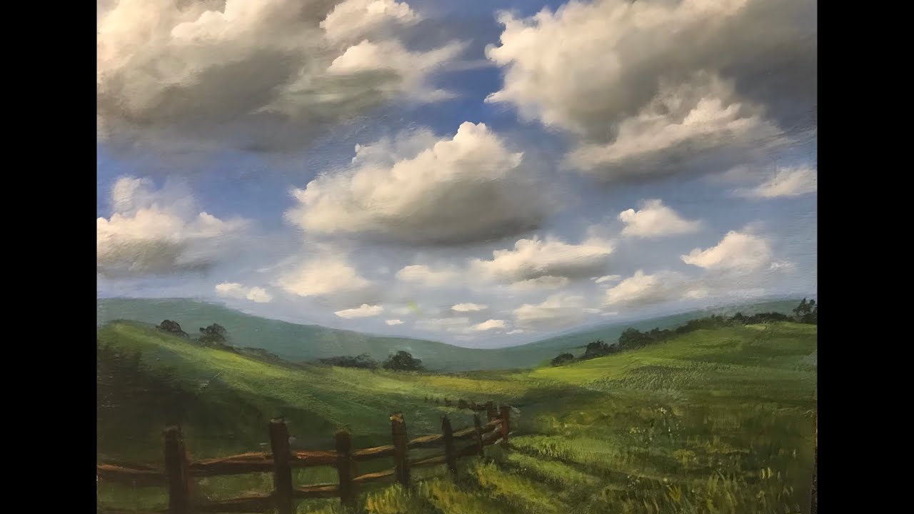Painting a spring / summer landscape - time lapse - YouTube
