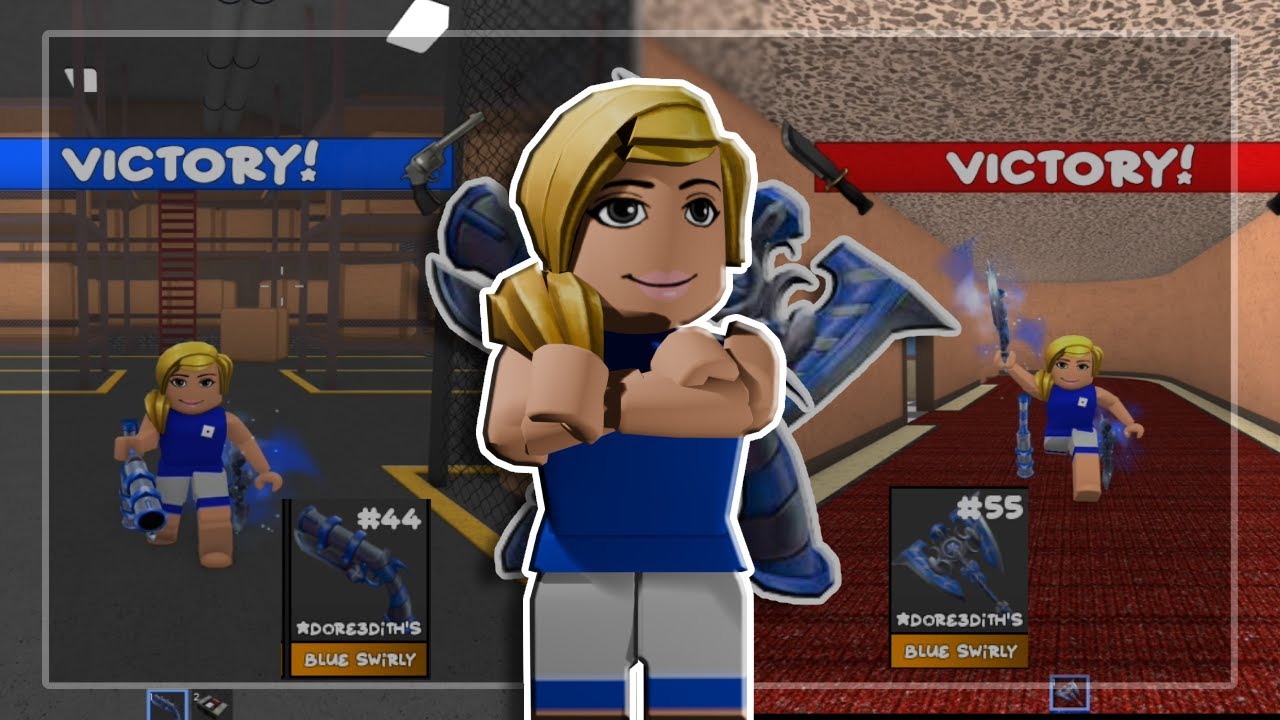 playing MMV with blue swirly set (mm2 trophies) - YouTube