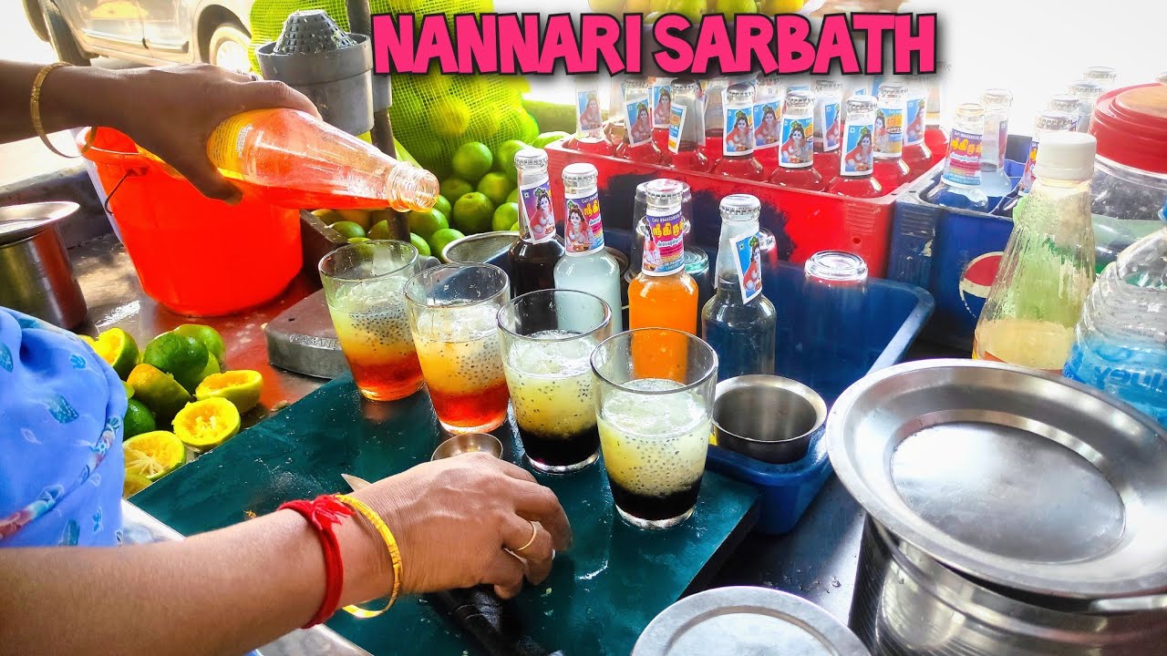 Nannari Sarbath 🤤Nannari Sarbath making video 🤤 street food Nannari ...