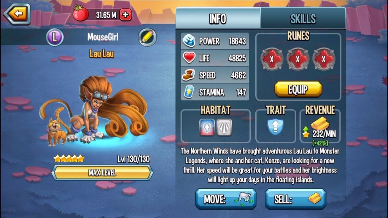 Monster Legends - Lau Lau level 1-130 combat arena review offer - YouTube